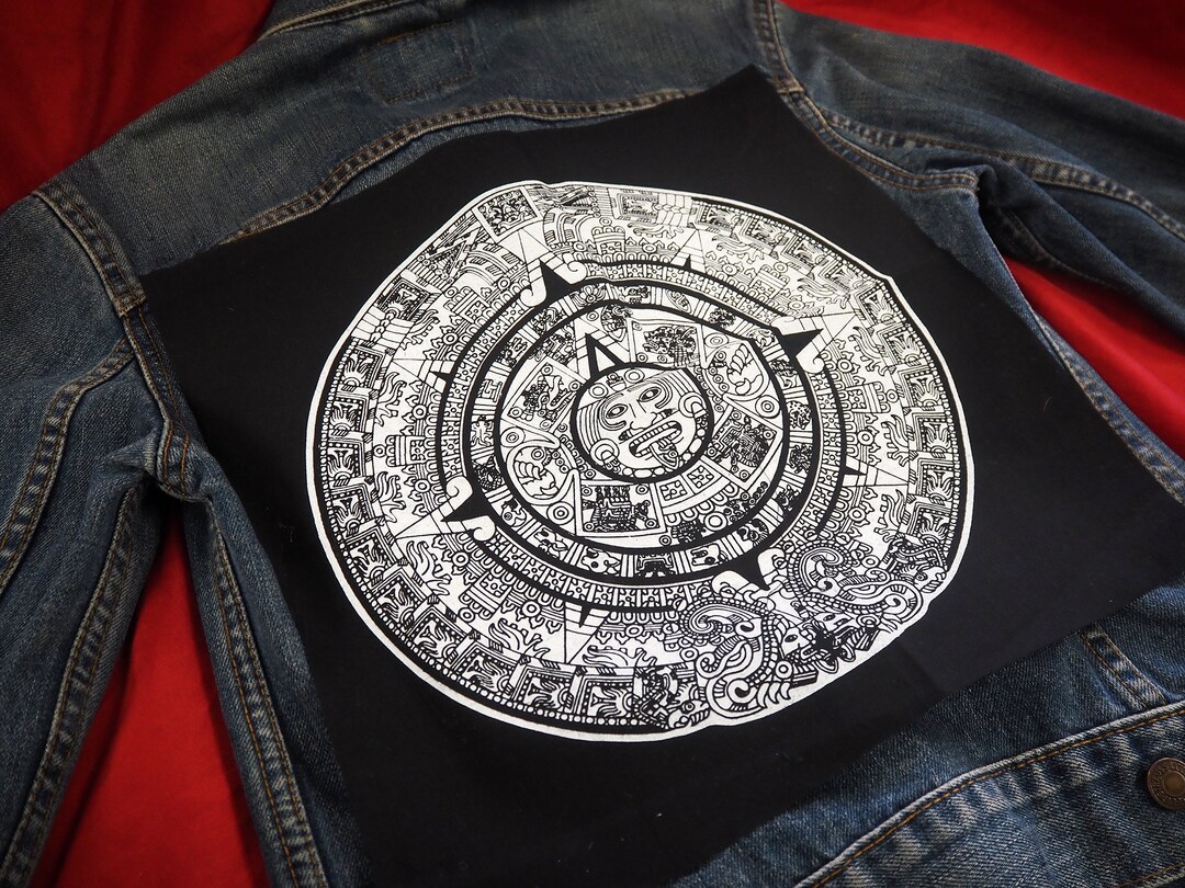 Aztec Mayan Calendar Back Patch - Large Backpatch, South American, Punk Patches for Jackets ...