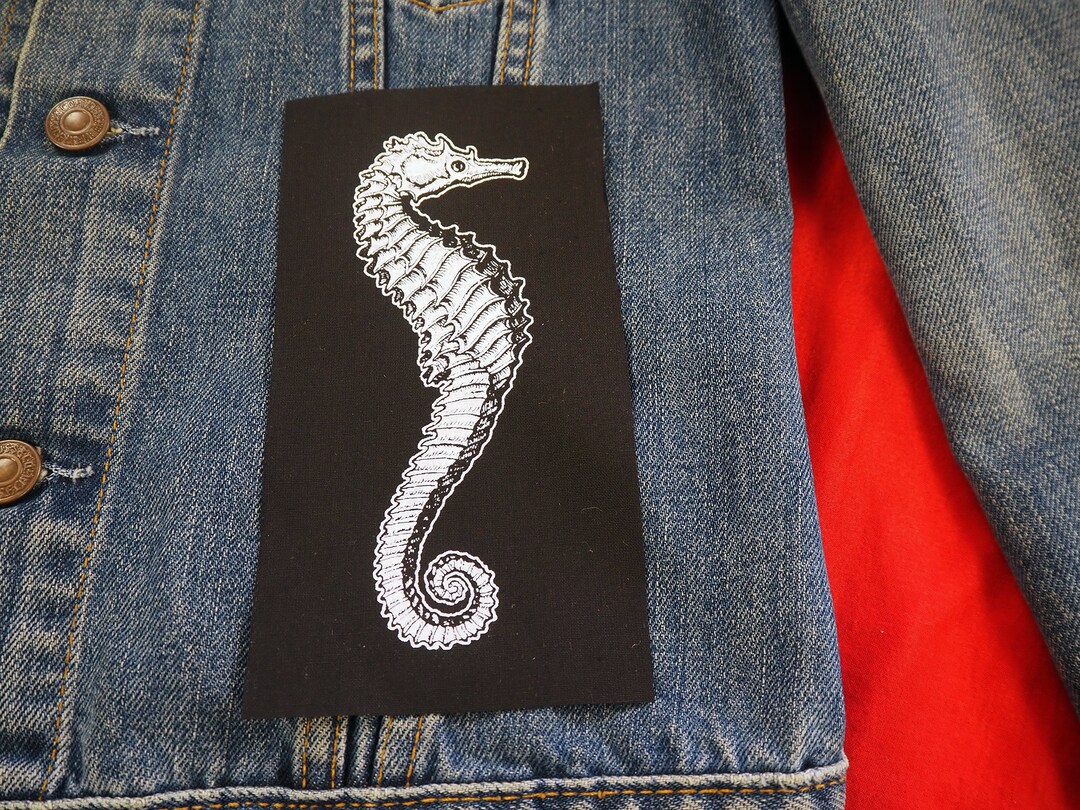 Seahorse Patch: Screen Printed Cotton Sew on Patch for Jacket, Jeans ...