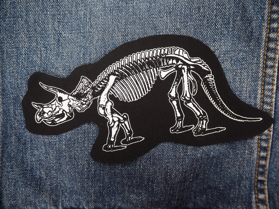 Dinosaur Skeleton Patch - Triceratops, Jurassic Horror Patch, Creepy Cute, Bones Patch, Skull ...