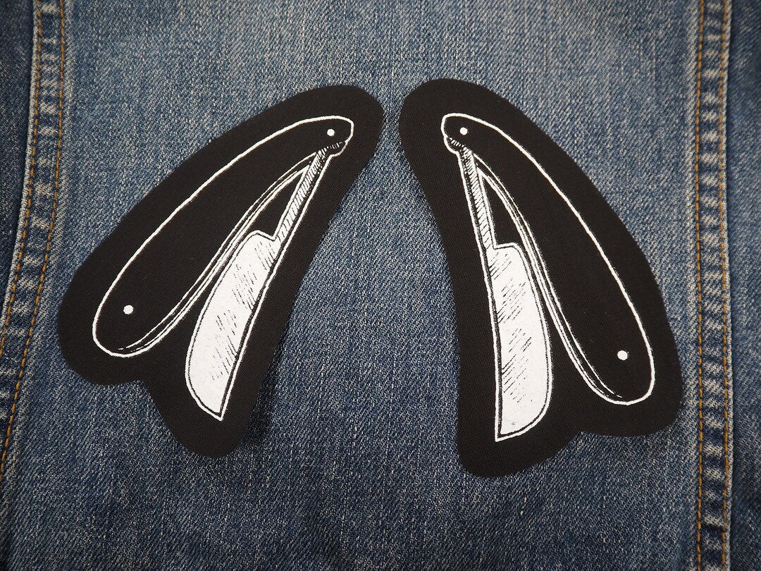 SALE Pair of Razor Patches Straight Razors, Sxe Punk Patch, Straight ...