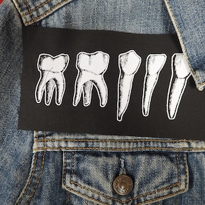 Teeth Patch: Screen Printed Cotton Sew on Patches for Jacket, Jeans | Goth Punk Occult Horror ...