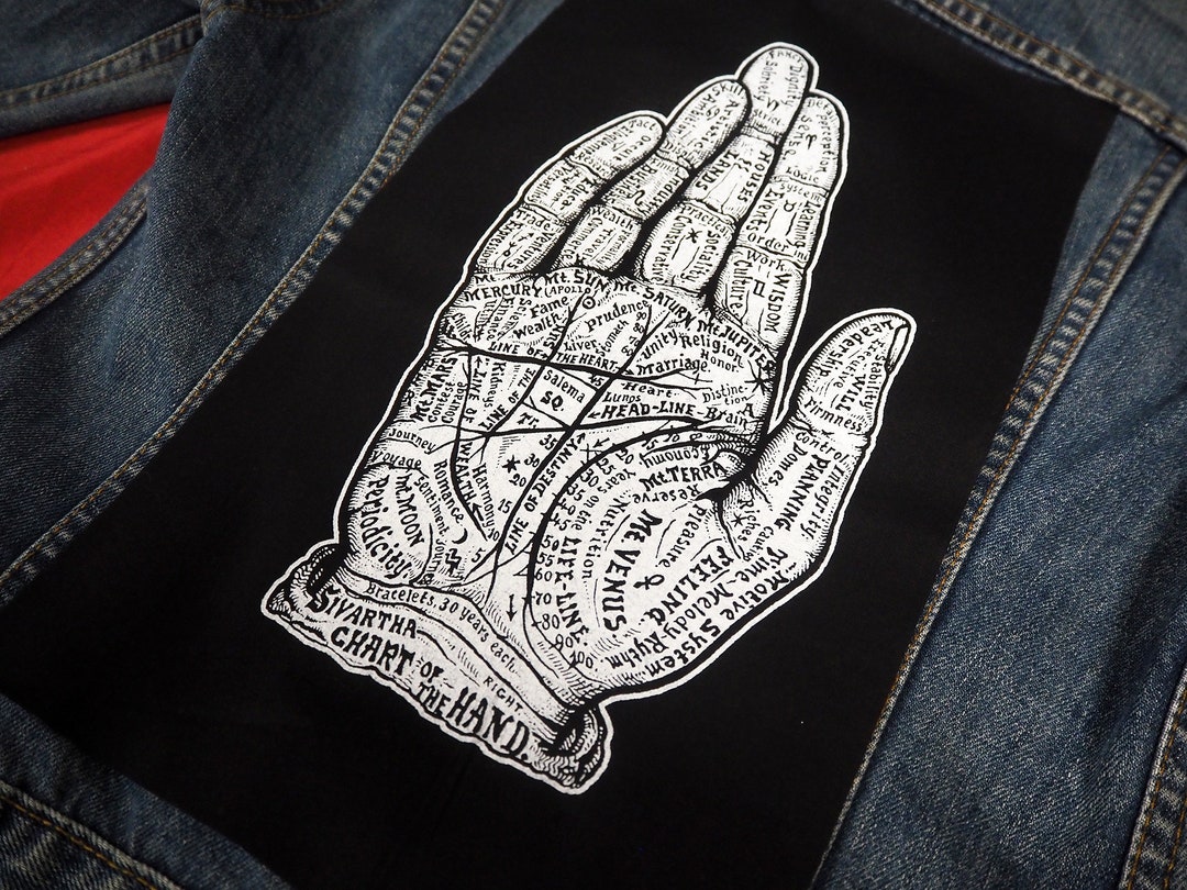 SALE - Palmistry Back Patch - Large Patch, Hand Backpatch, Goth Patches ...