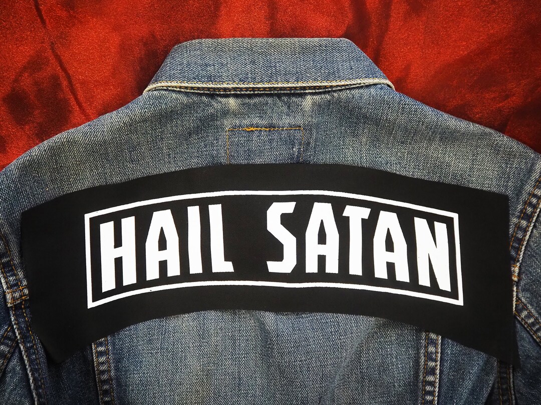 Hail Satan Top Rocker Patch - Satanism, Devil Banner Patch, Satanic ...