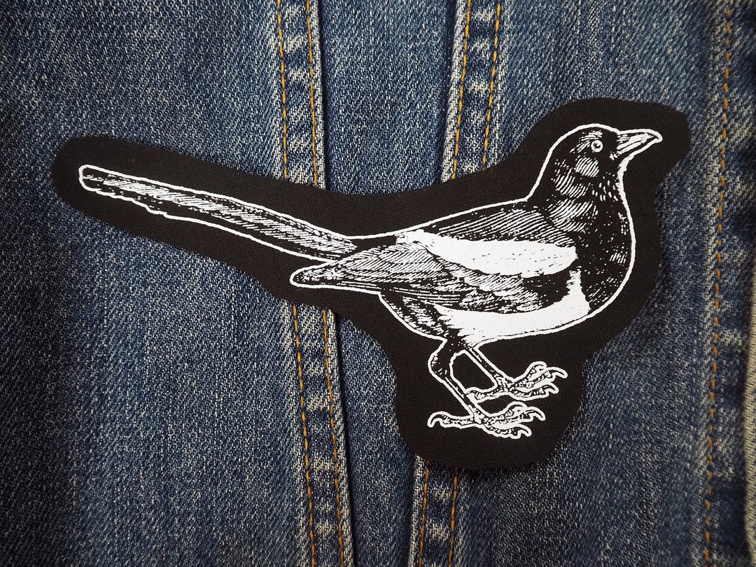 Magpie Patches - Bird Patch, Crow, Raven, Sew On, Punk Patch, Goblincore, Animal, Occult Patch ...