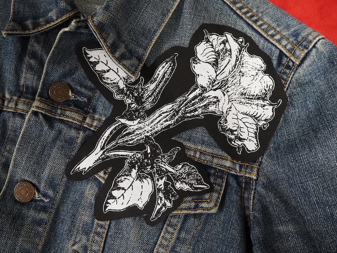 Datura Patch - Gothic Patches, Flower Patch, Goth Patch, Black Roses ...