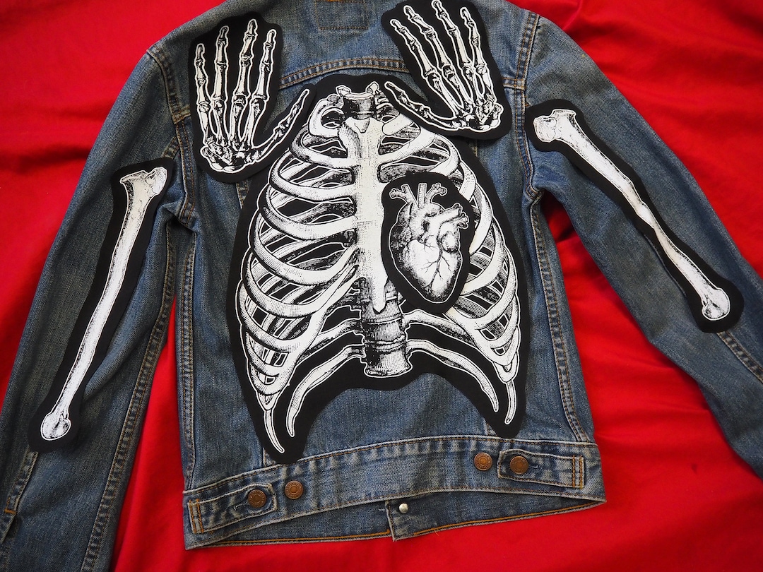 Anatomy Patch Set 5 Patches and 1 Back Patch Heart, Ribs, Skeleton ...