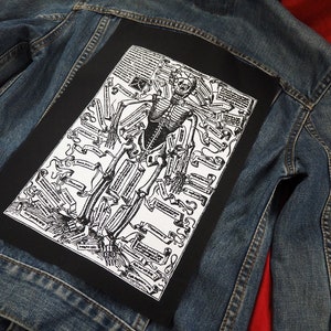 Skeleton Back Patch Black Metal Back Patch, Goth Backpatch, Death, Bones, Skull, Anatomy, Black ...