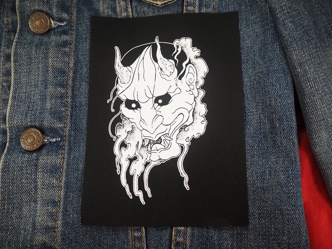 Hannya Demon Patch Alex Harvey Japanese, Folk Punk Patch, Patches for ...