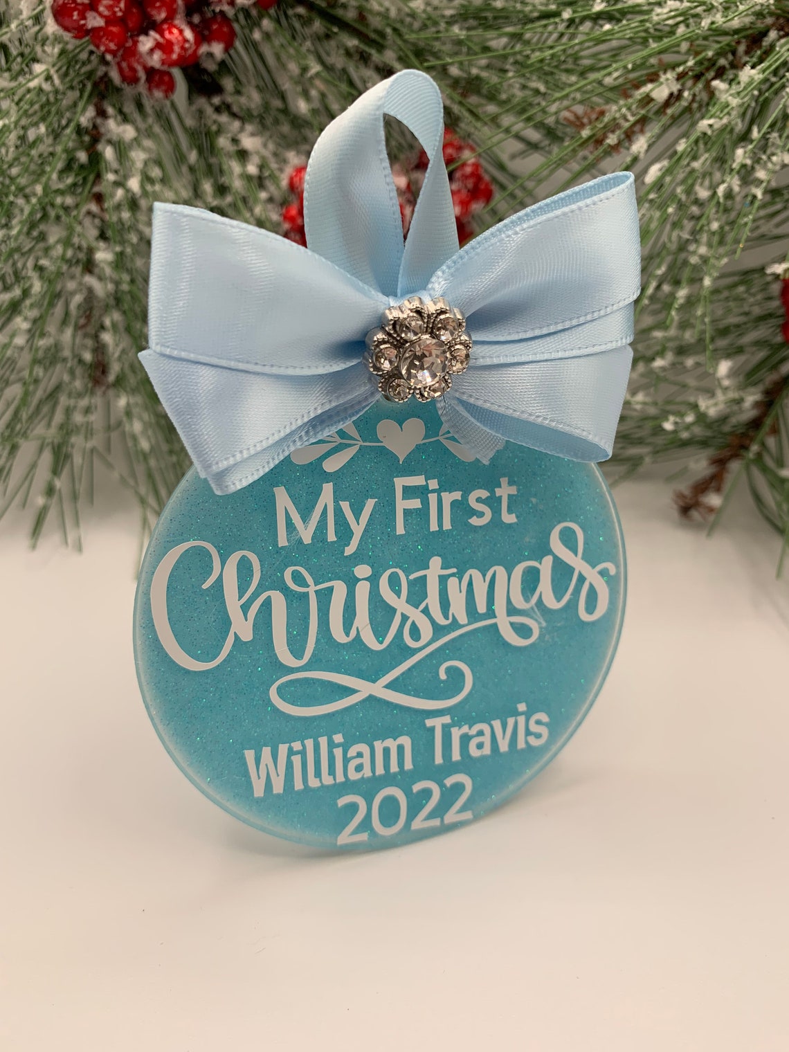 Baby's 1st Christmas Ornament, Baby Keepsake Ornament, Personalized ...