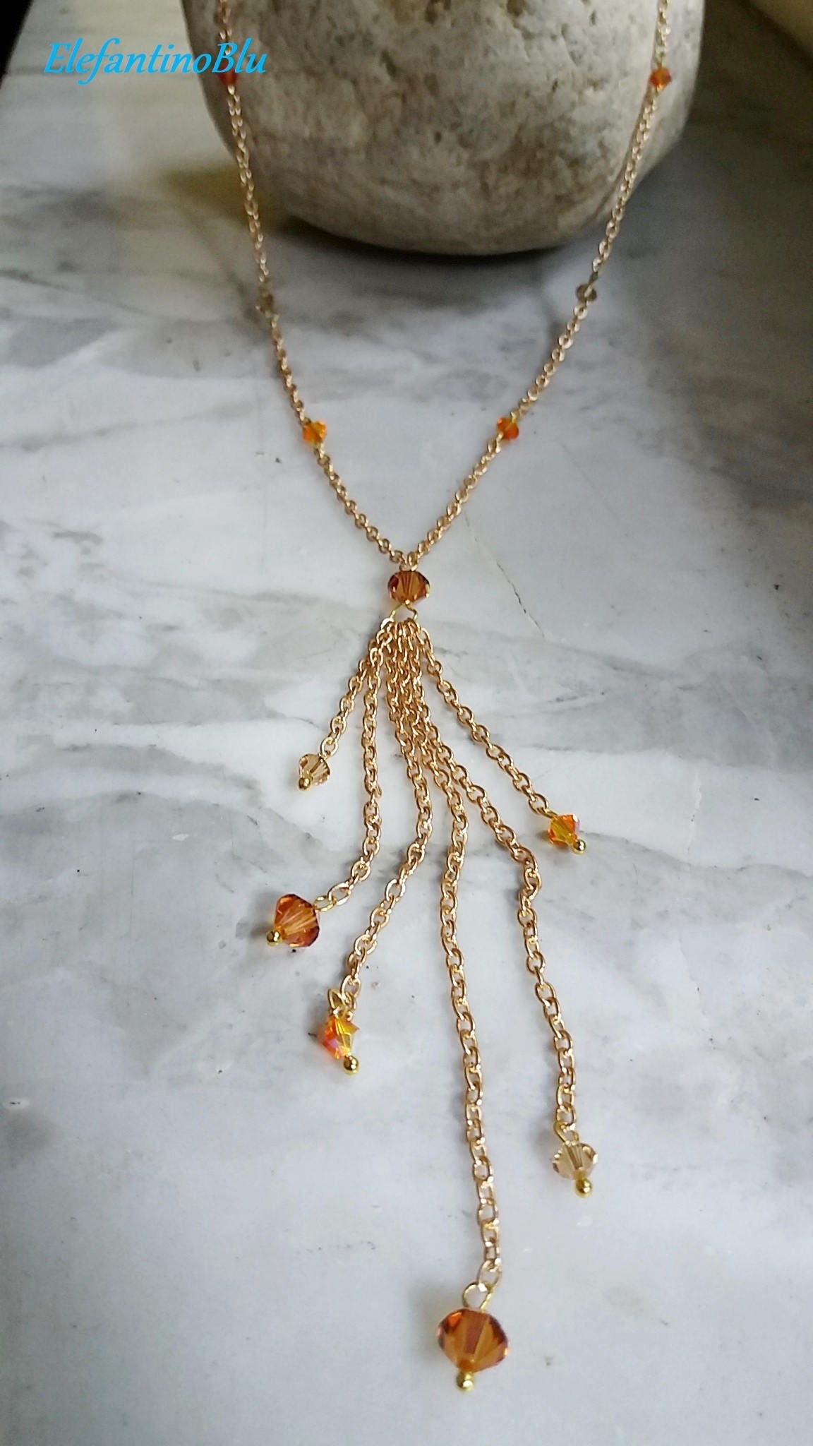 Swarovski Gold Necklace Swarovski Crystal and Topaz Pendants, Bridal ...