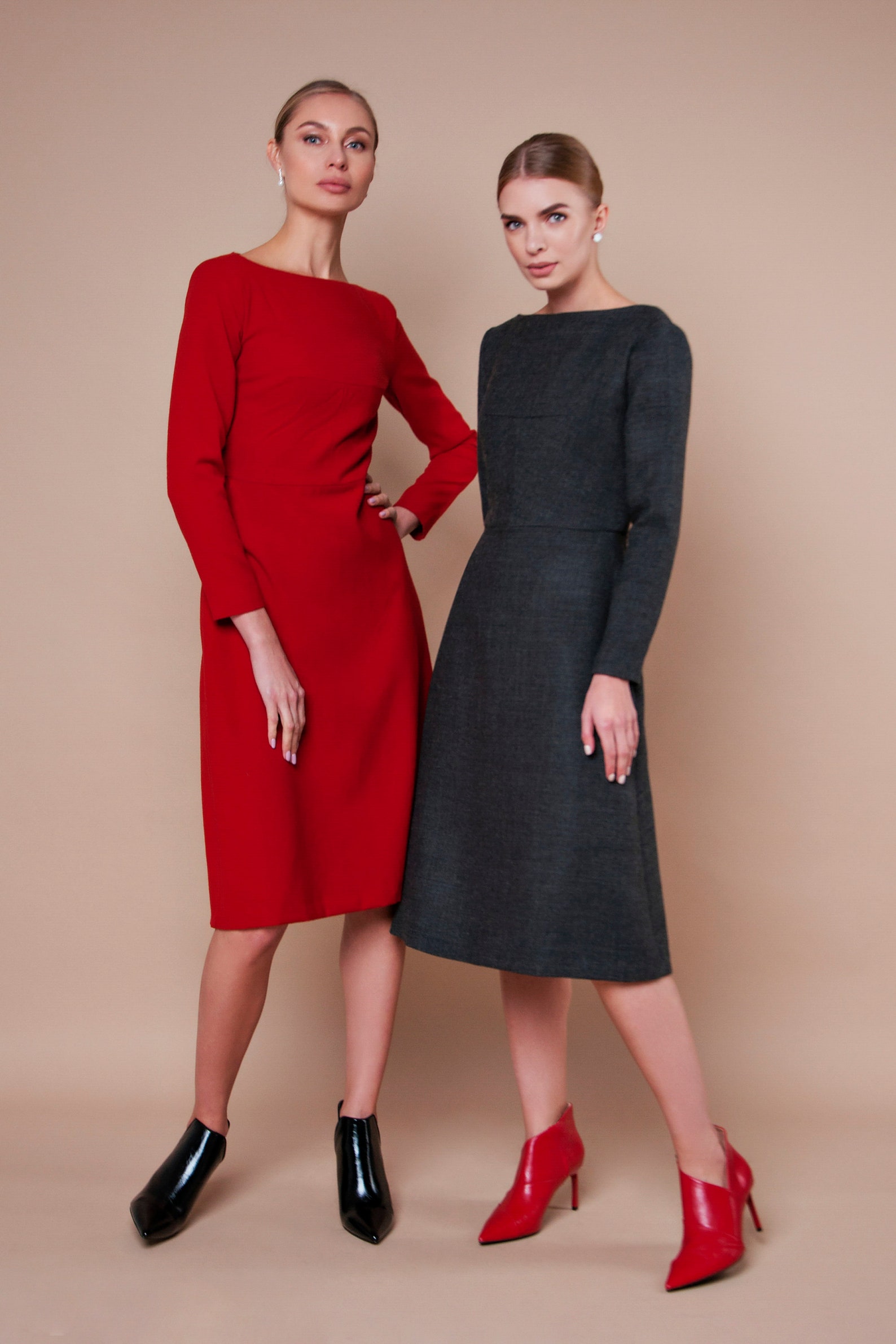 Wool Dress Grey Dress Office Dress Business Dress Fit and | Etsy