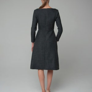 Wool Dress, Grey Dress, Office Dress, Business Dress, Fit and Flare ...