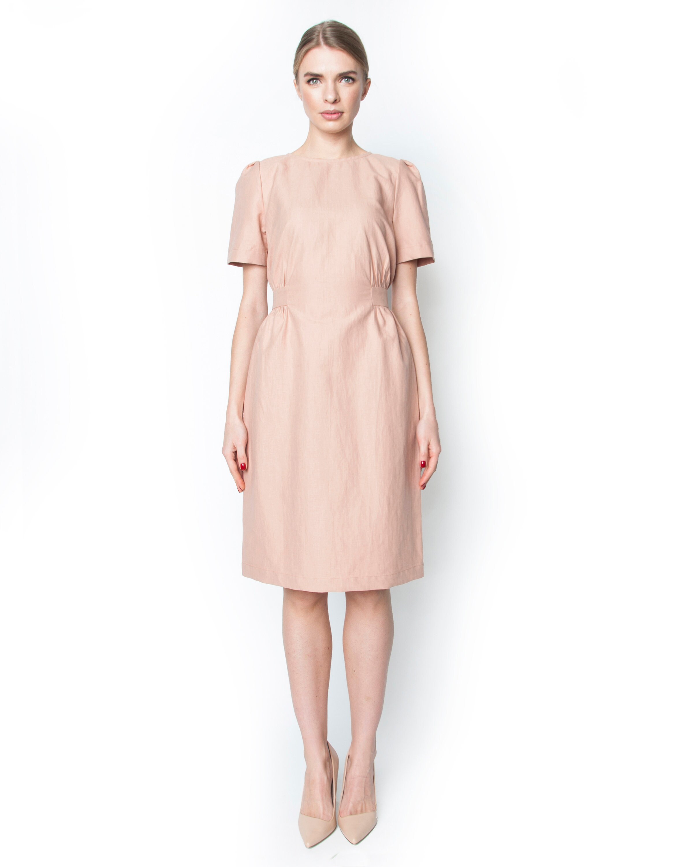 Pink Wedding Dress, Powder Dress, Simple Summer Dress, Bridesmade Dress ...