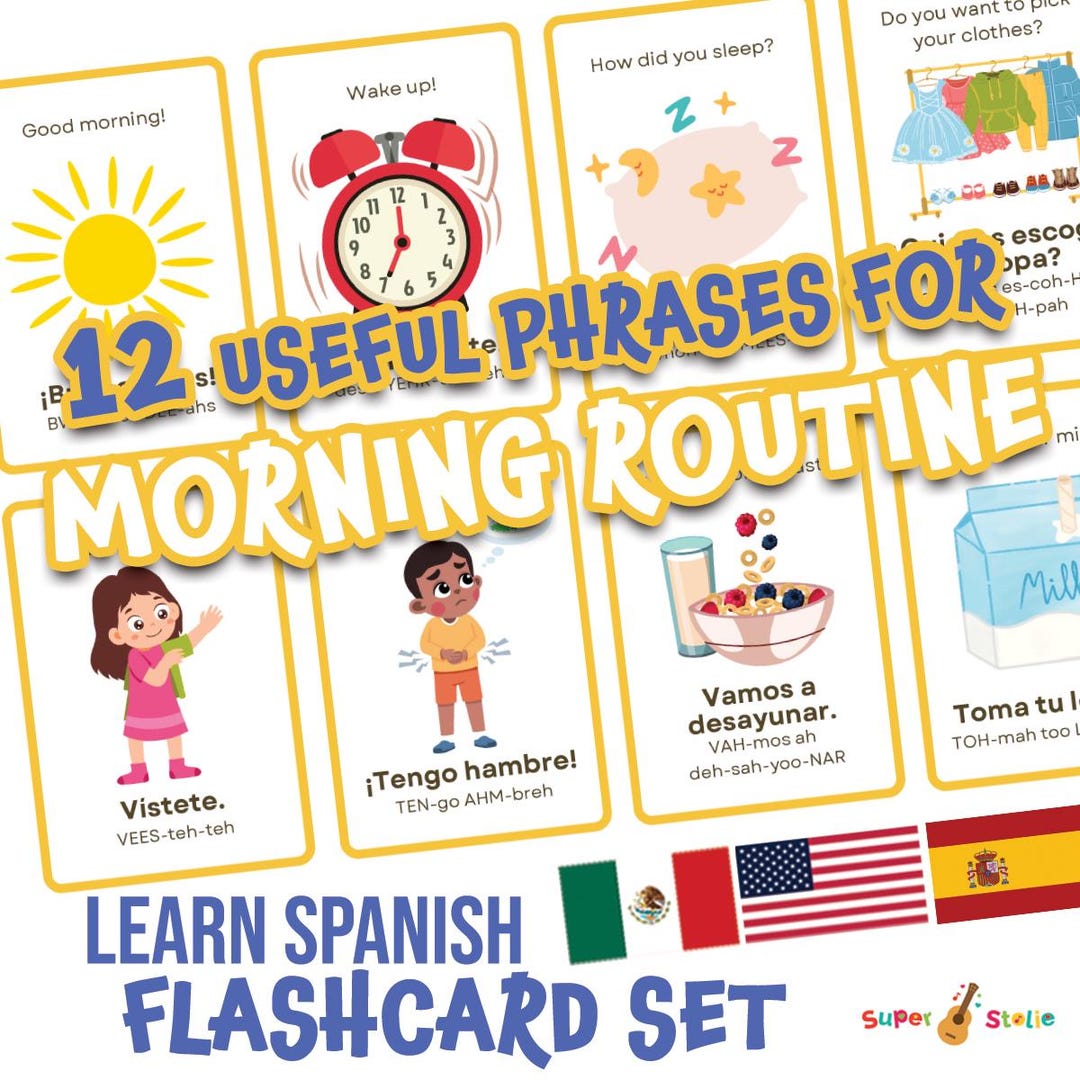 Spanish Morning Routine Flashcards - Etsy