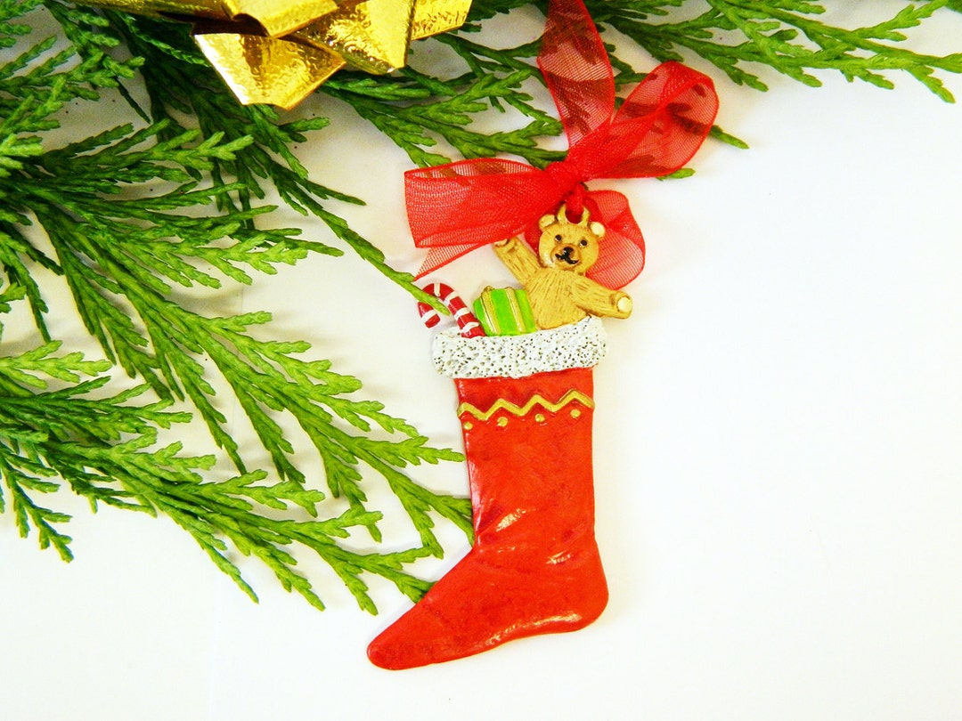 Christmas Tree Decorations Xmas Stocking With Presents Flat Pewter ...