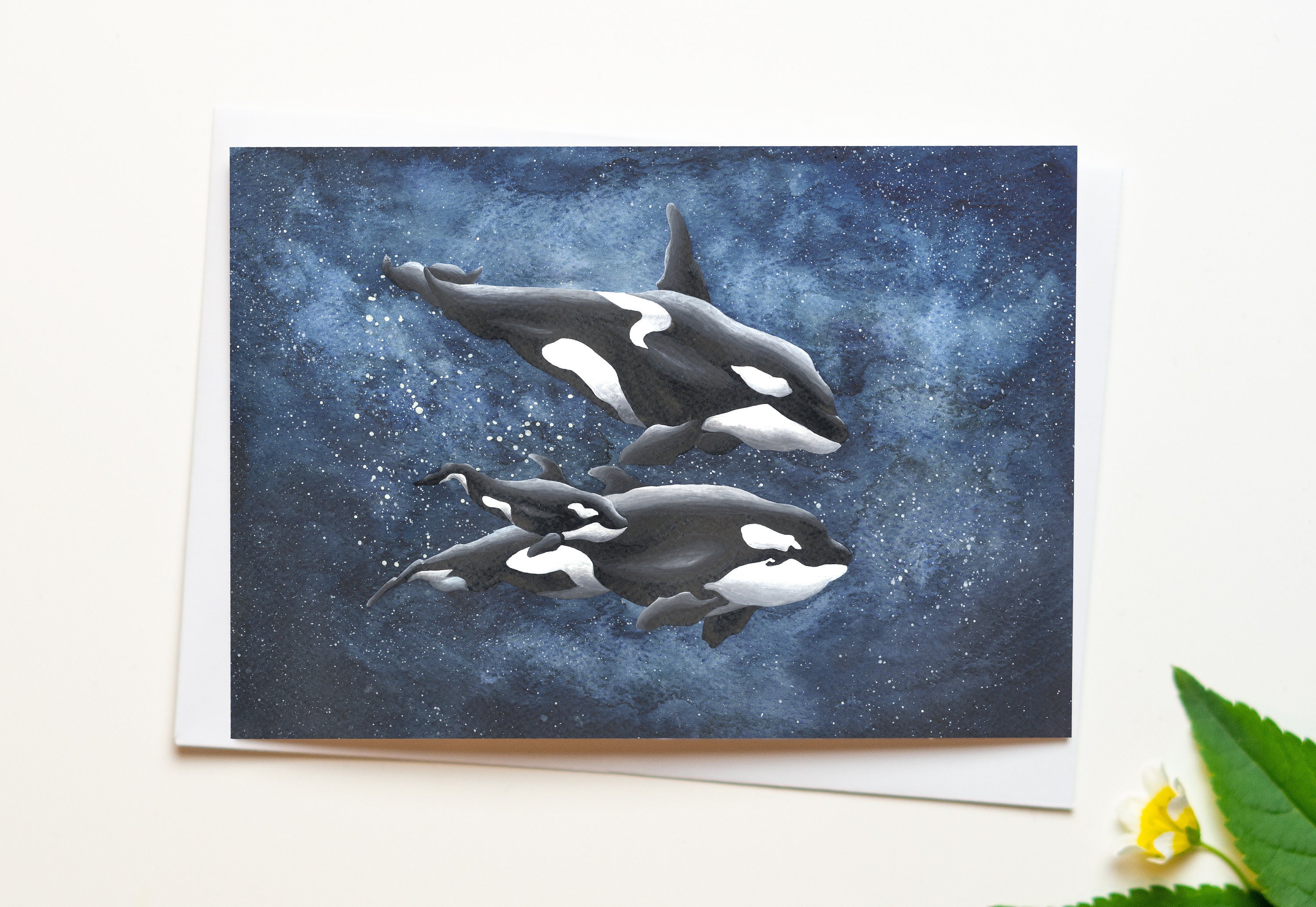Orca Watercolour Card Landscape - Etsy UK