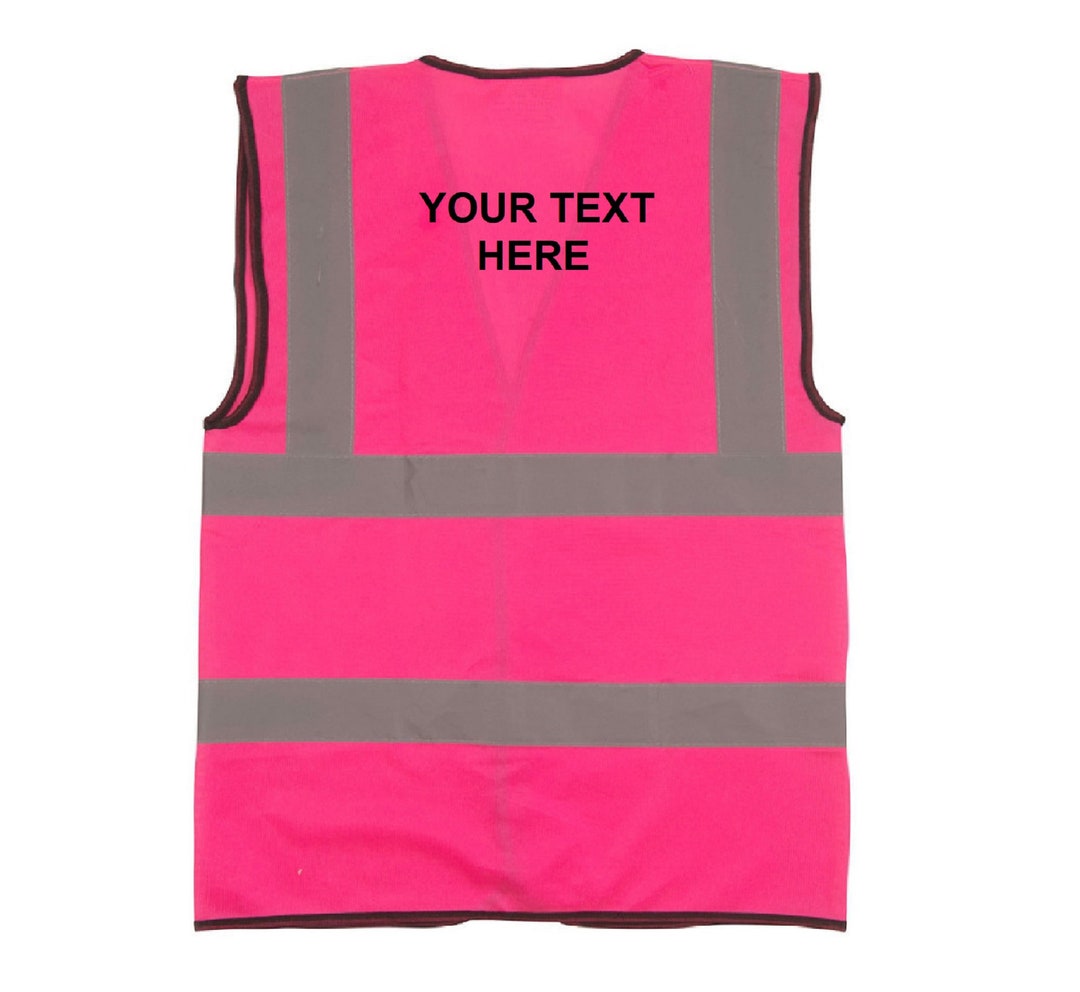 Personalized Hot Pink Safety Reflective Hi Visibility Vest, 6 Sizes ...