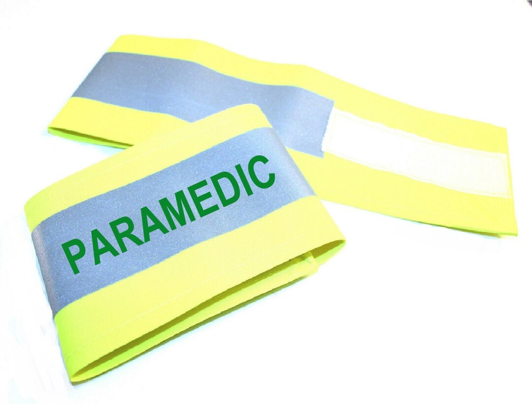 XL Hi Visibility Reflective Yellow Armband Printed PARAMEDIC 18" X 4 ...