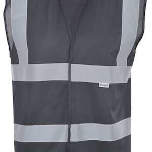 Black Security Safety Reflective Hi Visibility Vest, Printed on Rear ...