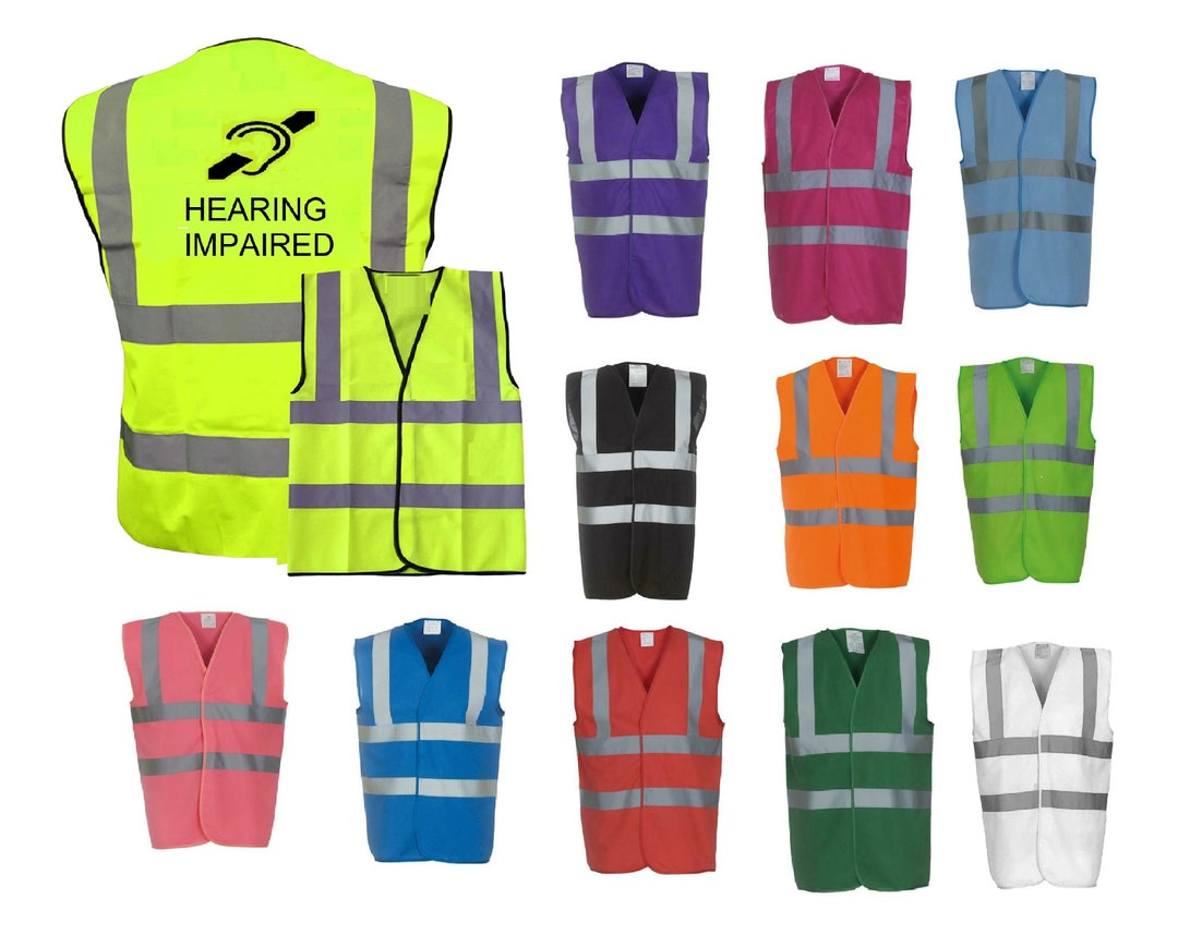 Hearing Impaired Printed Reflective Hi Visibility Vest Waistcoat 12 ...