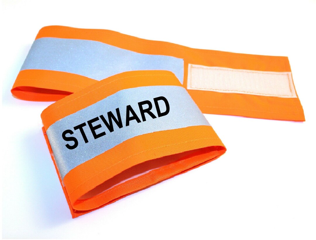 Printed "steward" Reflective Armbands Wide Reflective Sports Safety Hi ...