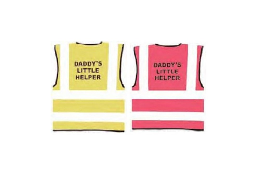 Child Yellow or Hot Pink Vests Printed "daddy's LITTLE Helper ...