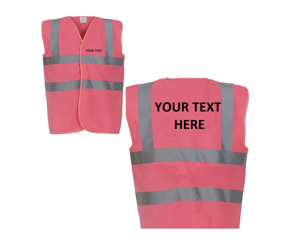 Personalised Yoko Pink Hi Visibility Reflective Vest Available in 8 ...