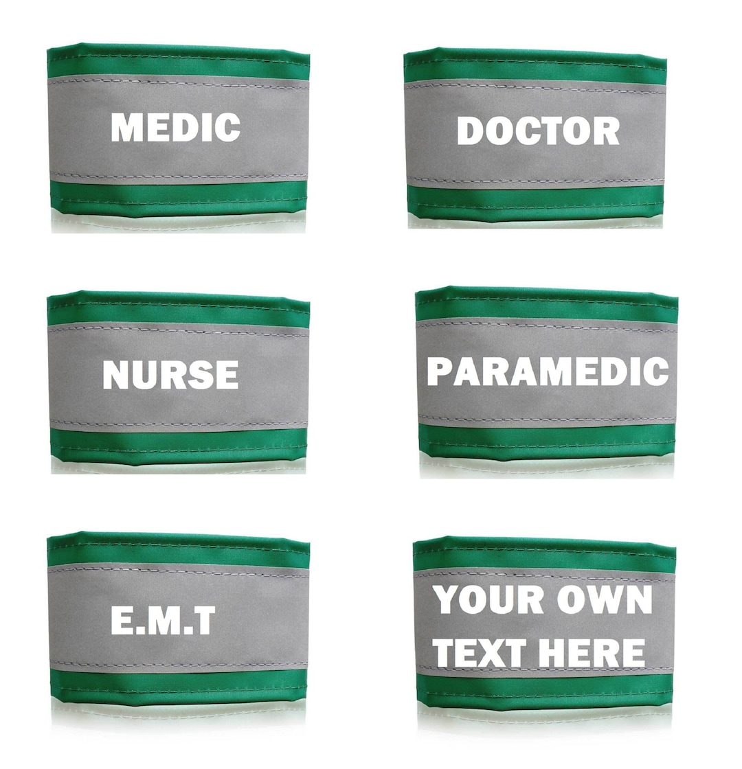 Reflective Medical Armband: Hi Visibility, Custom Text, Doctor, Nurse ...