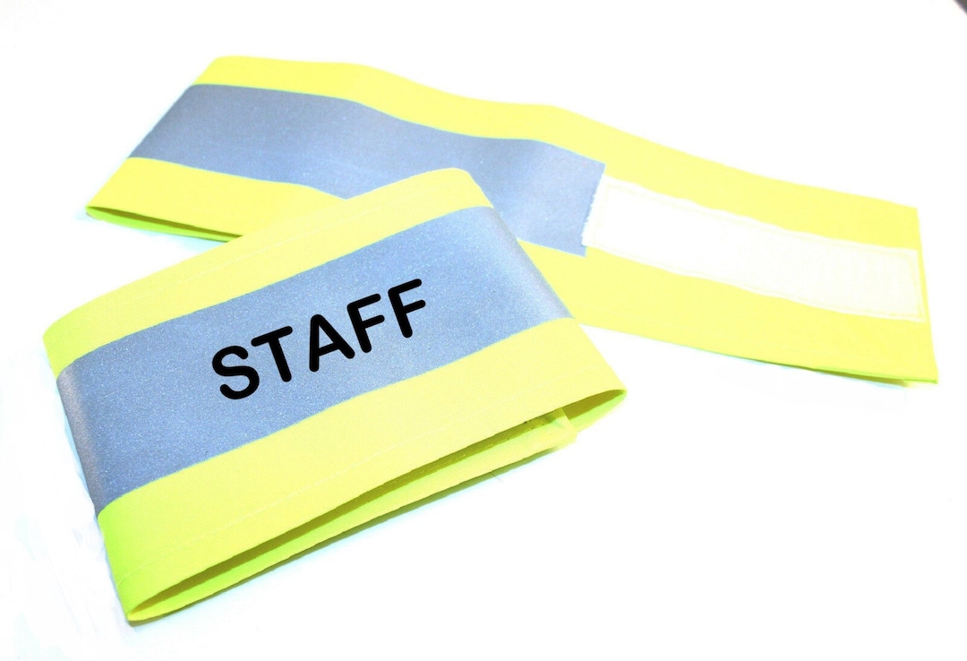 Printed "staff" Reflective Armbands Wide Reflective Sports Safety Hi ...
