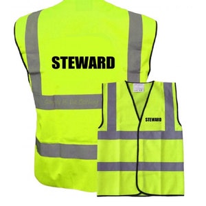 Printed Hi Viz Reflective Safety Vest: STEWARD Work Wear - Etsy