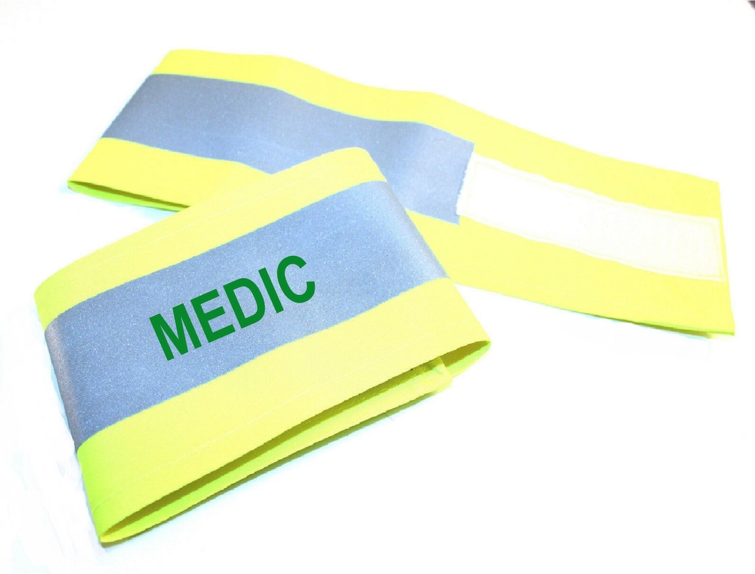 Extra Length Hi Visibility Reflective Yellow Armband Printed MEDIC 22 ...