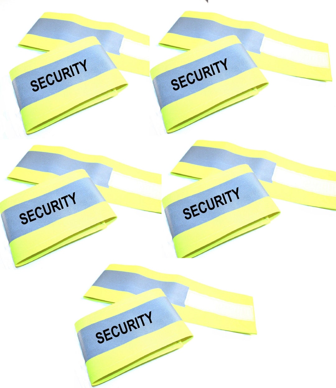 5 X SECURITY Hi Vis Reflective Armband Yellow or Orange 18