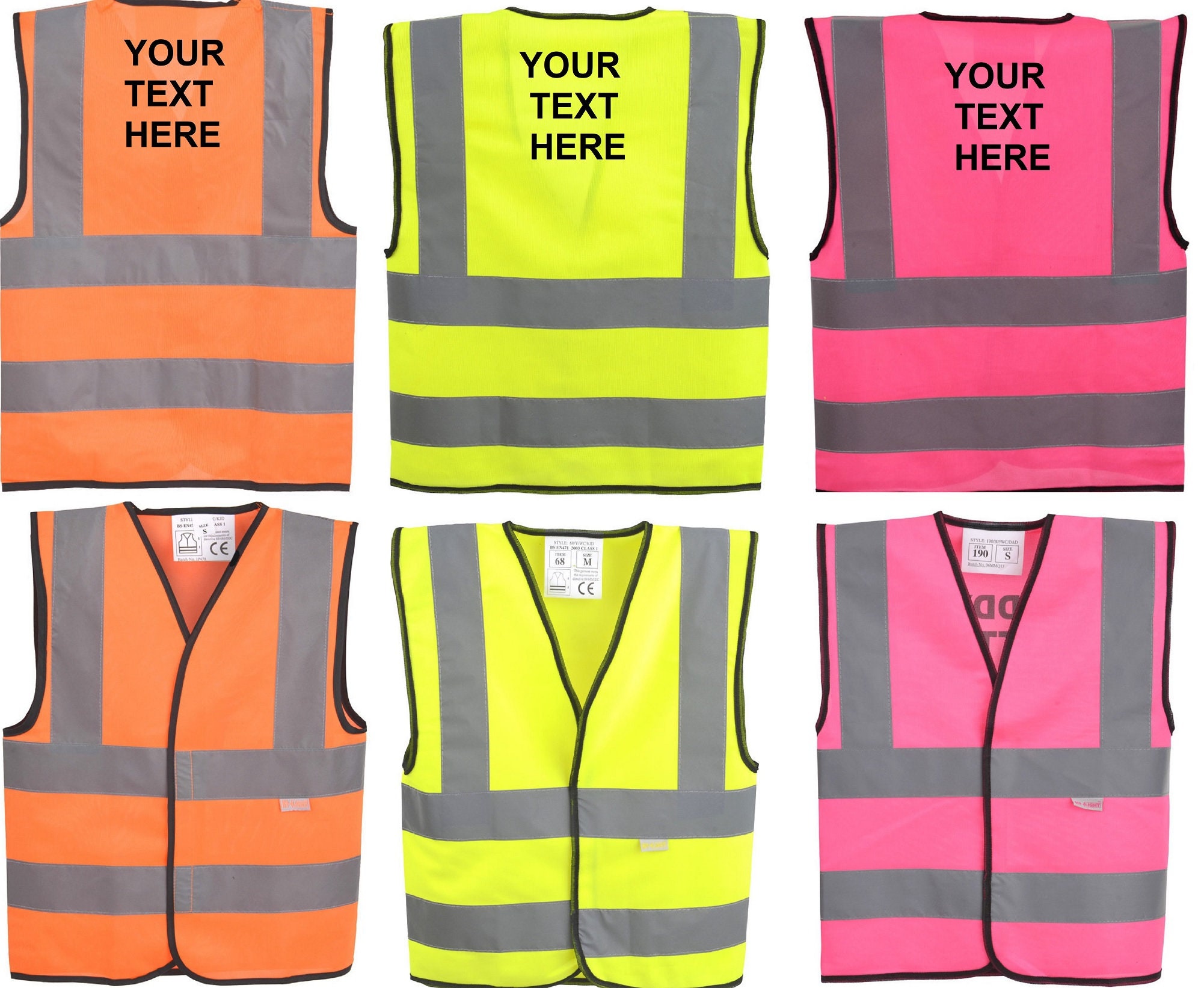 Personalized Child Hi Visibility Reflective Vest 3 Colors 3 Sizes ...