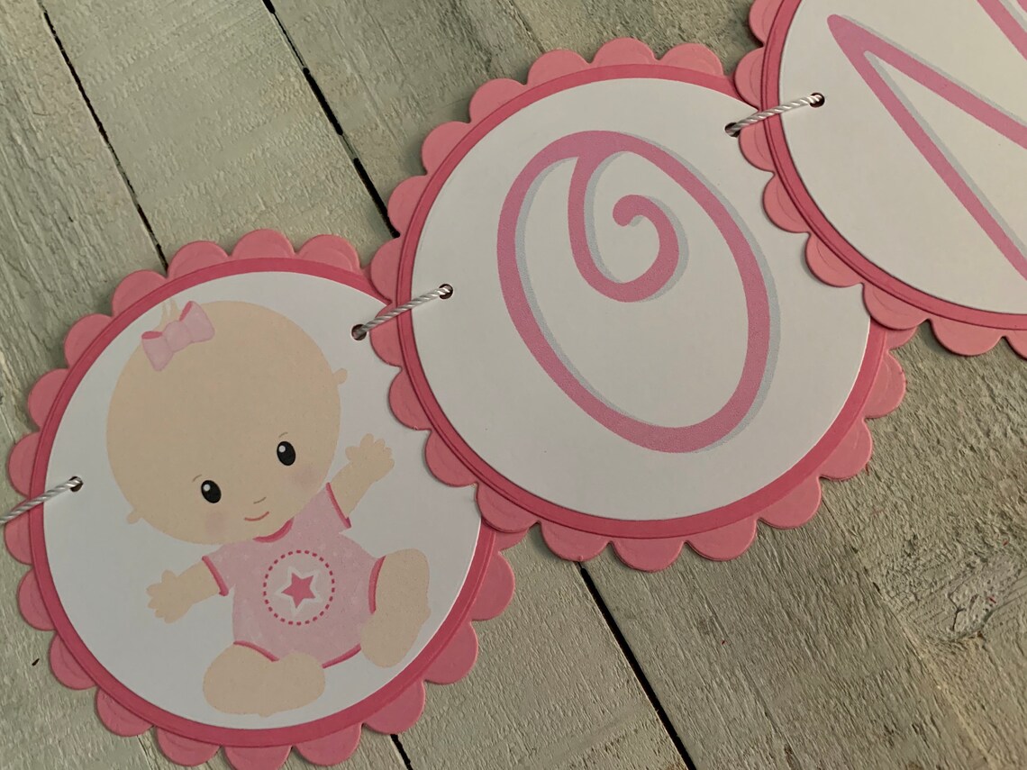 Baby Girl Birthday Banner Baby Girl Personalized Banner | Etsy