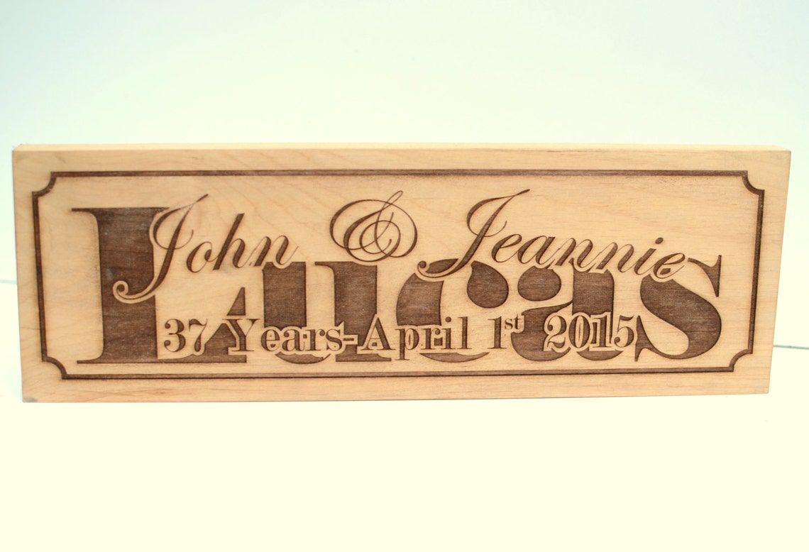 Personalized Laser Engraved Family Name Sign Plaque Wedding - Etsy