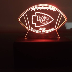 Kansas City Chiefs Engraved Acrylic Led Desk Sign, Football LED Sign ...