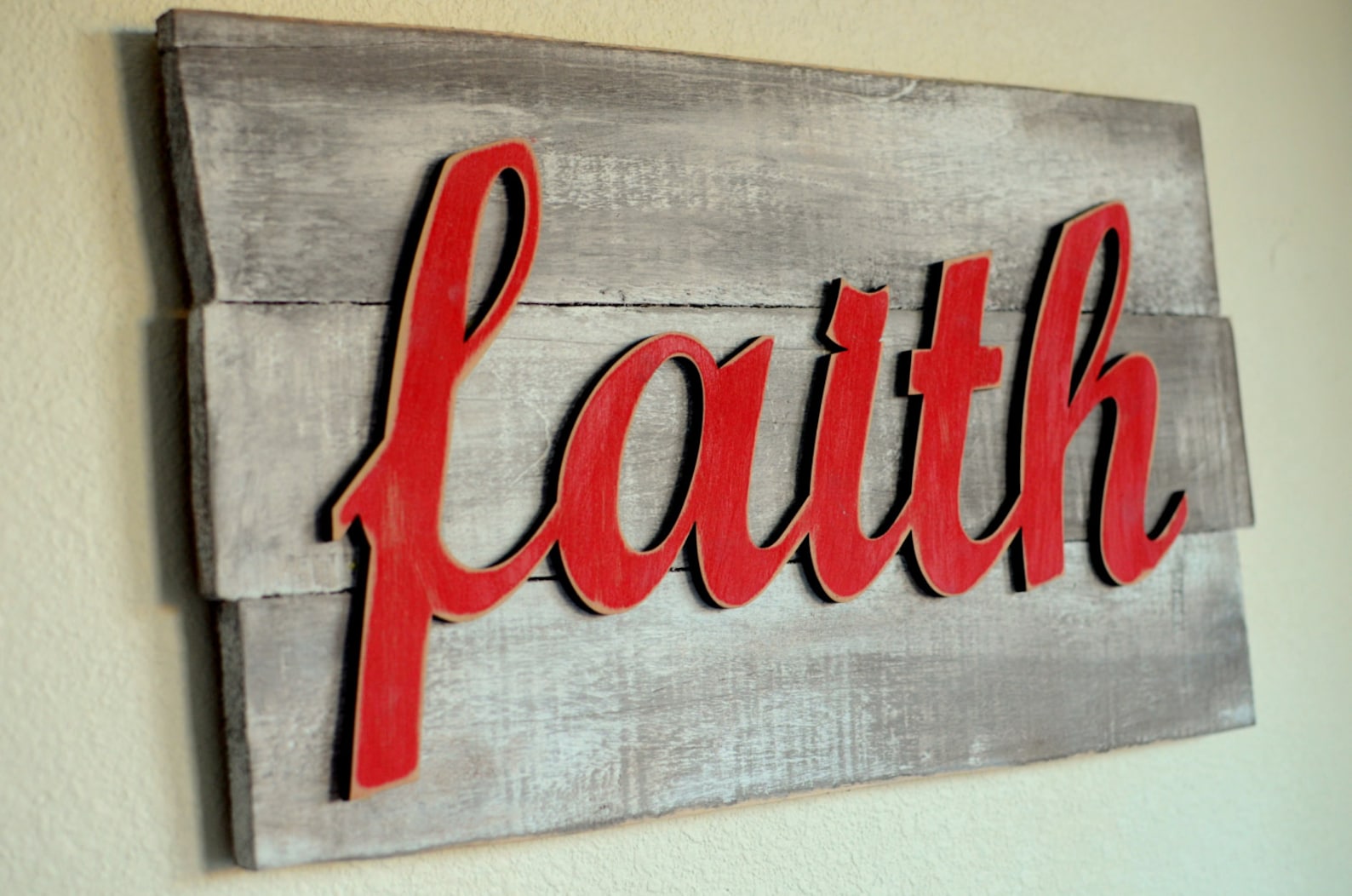 Faith Wall Sign Rustic Reclaimed Decoration16x10 Wooden Wall | Etsy