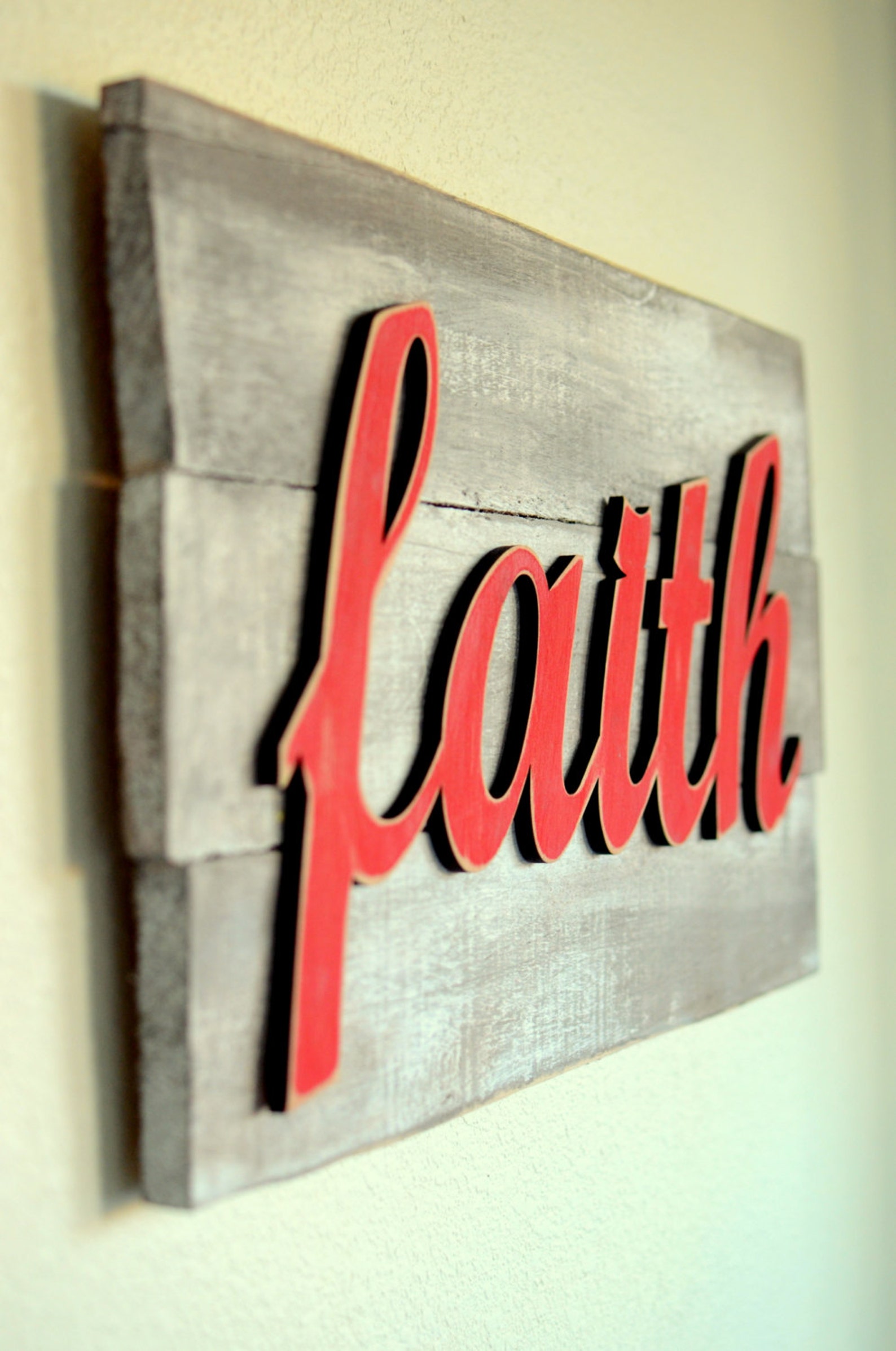 Faith Wall Sign Rustic Reclaimed Decoration16x10 Wooden Wall | Etsy