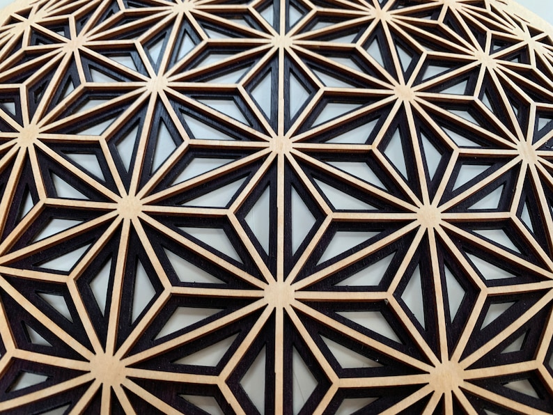 Spherical Asanoha | Optical Illusion | Sacred Geometry | Laser Cut Wall Art | Tetrahedron | Seed ...