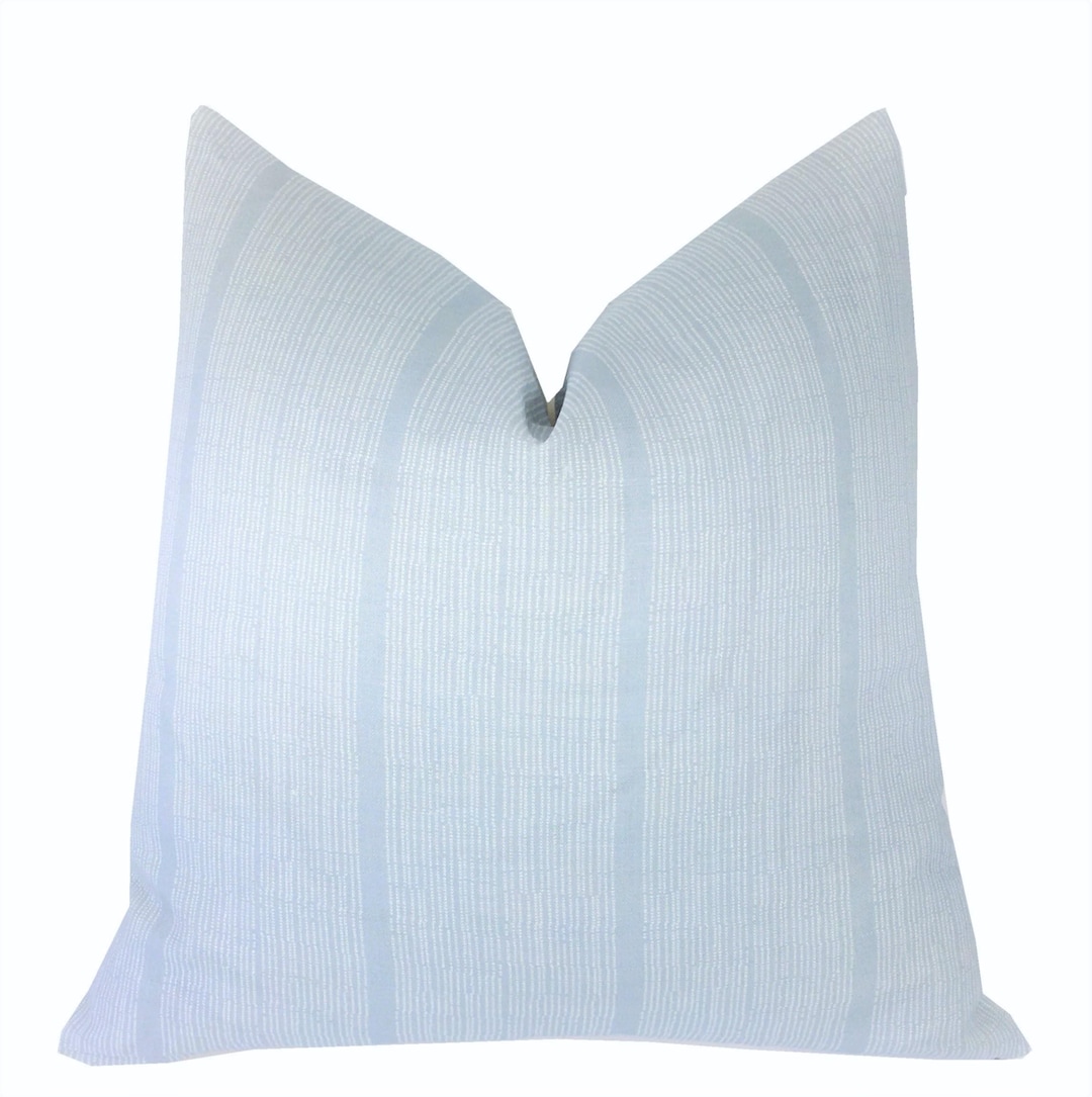 Designer Haint Blue Stripe Pillow Cover | Sandbar | Ivory Stripe ...
