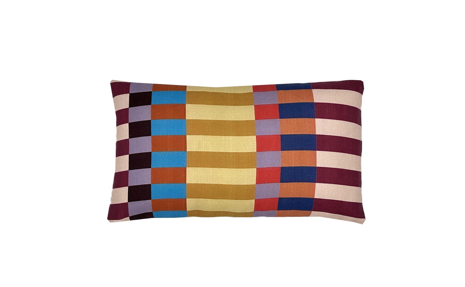Hailey Broken Stripe Linen Lumbar Pillow Cover | Blue Orange Grey Red ...