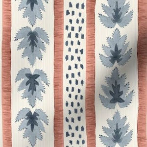 Jamie Indigo Rust Botanical Stripe Pillow Cover | Designer | Blue and ...