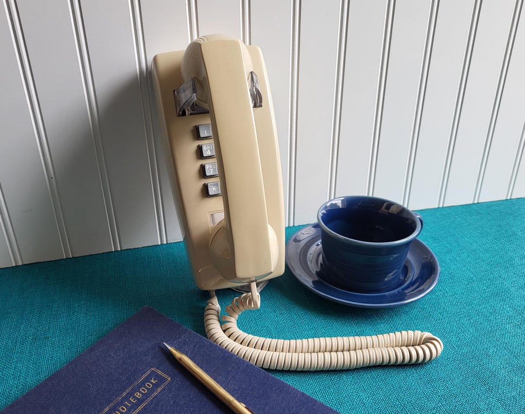 Vintage ITT Telephone Beige Push Button Wall Phone Vintage Telephone ...