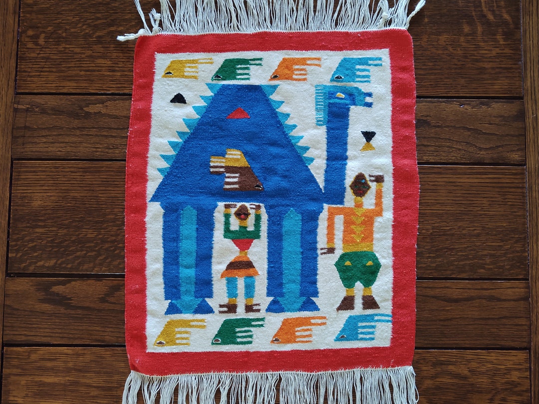 SOUTH AMERICAN WEAVING Handwoven South American Fiber Art Ethnic Wall ...