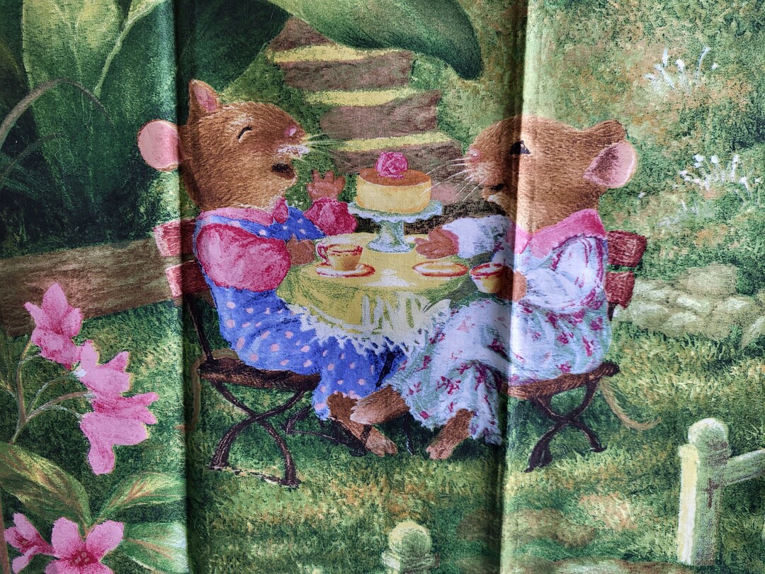 MOUSE FABRIC PANEL Mouse Tea Party Fabric Mouse Crafts - Etsy
