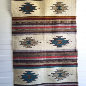 MEXICAN WOOL RUG 22 X 42 Oaxacan Wool Rug Zapotec Rug Handwoven Wool ...