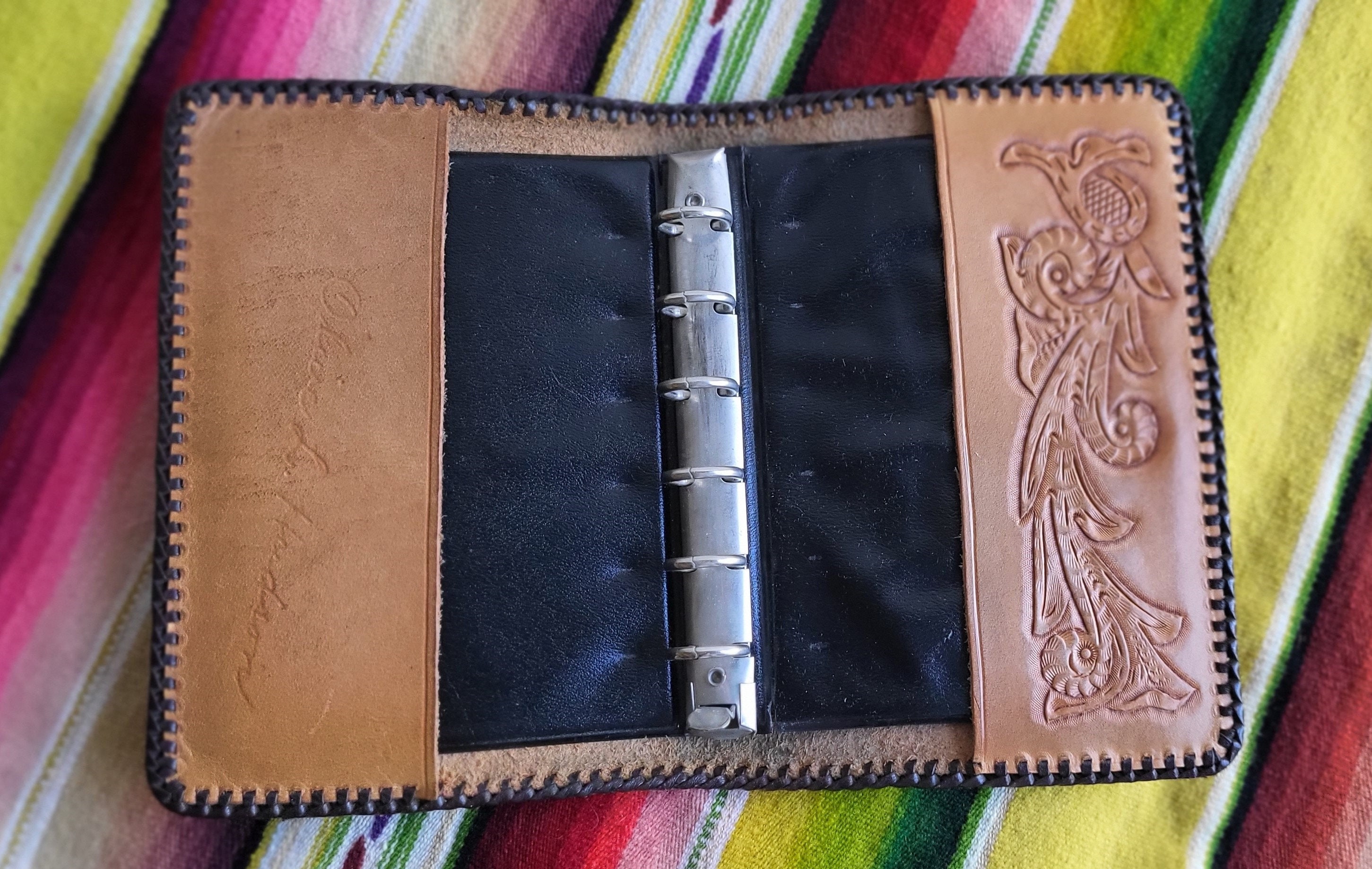 TOOLED LEATHER NOTEBOOK Small Hand Tooled Leather Binder - Etsy