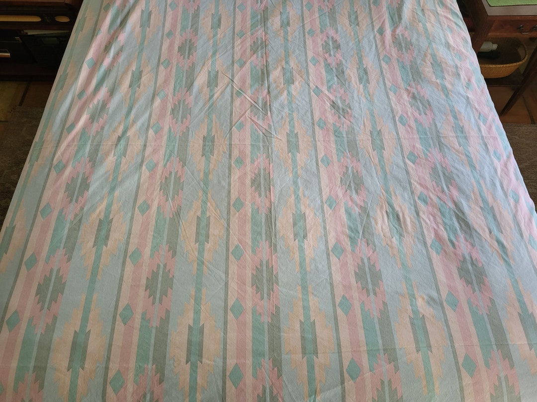 1990s Vintage King Flat Sheet: Southwest Native American Design - Etsy