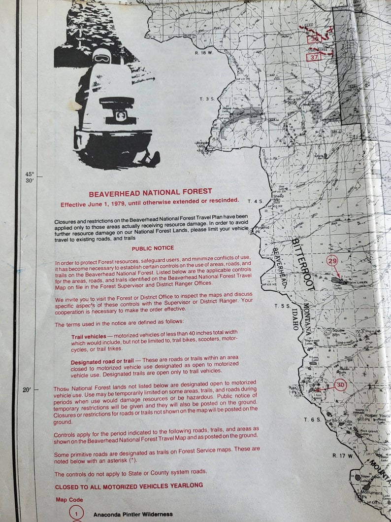 1976 Montana Forest Service Map: Beaverhead National Forest - Etsy
