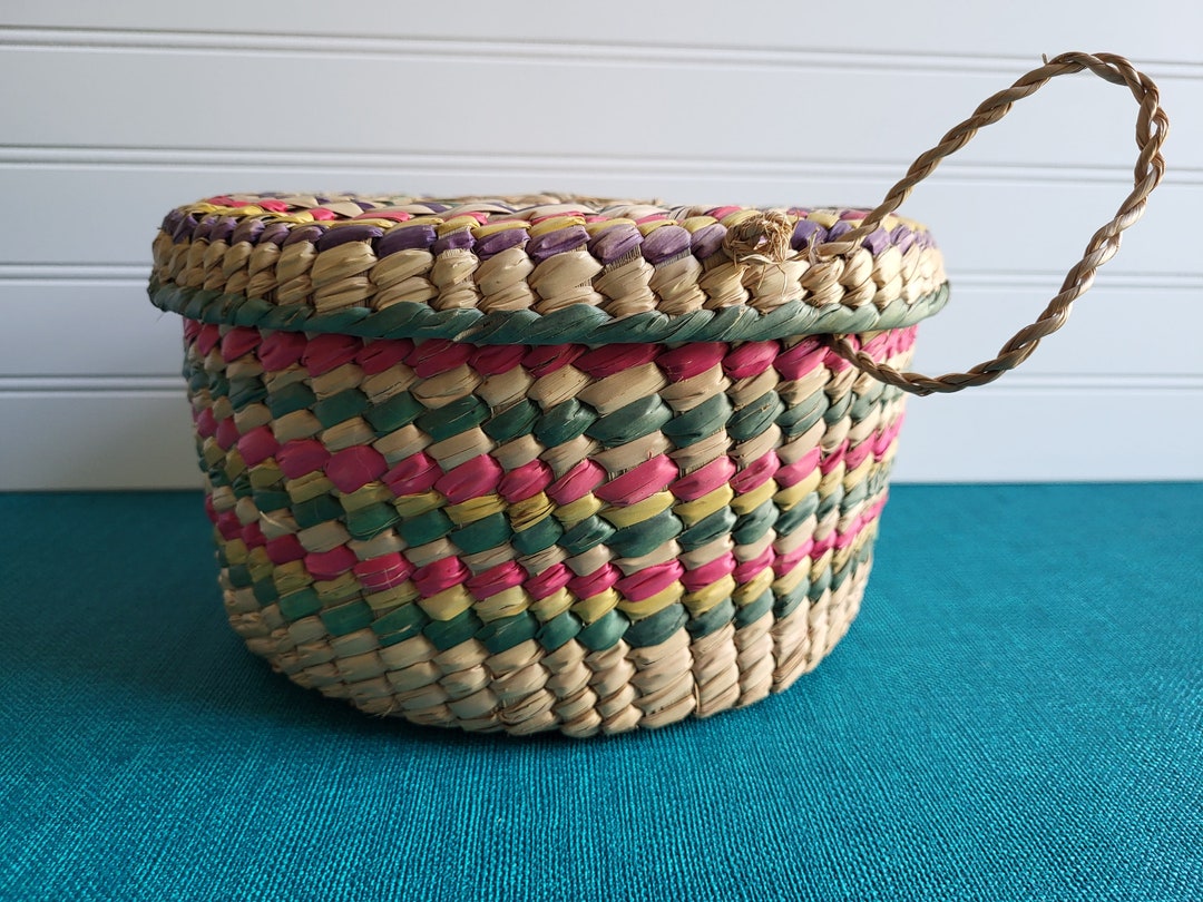 MEXICAN BASKET With LID Woven Mexican Storage Basket - Etsy